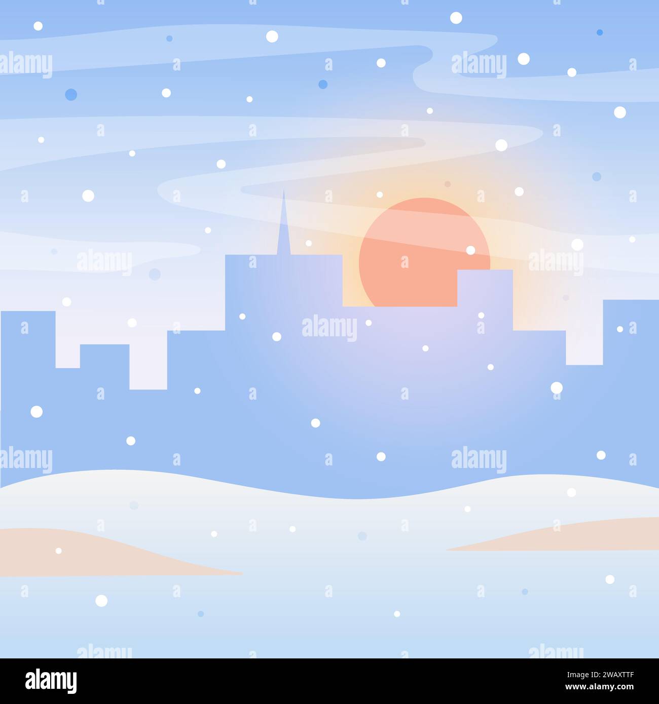Winter city background. Winter Sunset in town. Winter season city ...