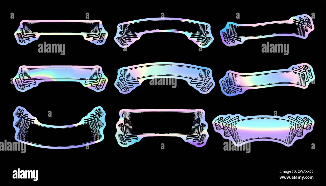 Label set with horizontal hologram sticker design.It is vector data ...