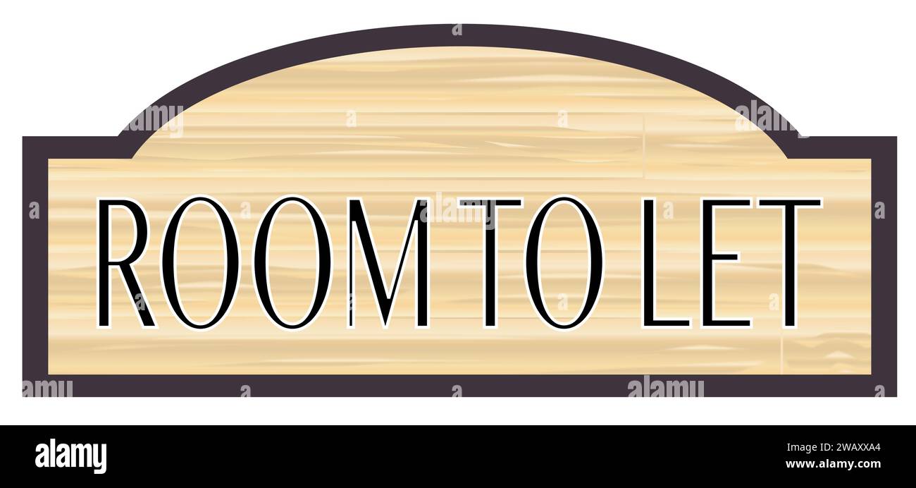 Room to Let stylish wooden store sign over a white background Stock ...