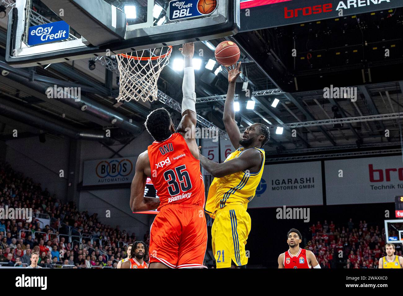 Bamberg, Deutschland. 07th Jan, 2024. EJ Onu (Bamberg Baskets, #35 ...