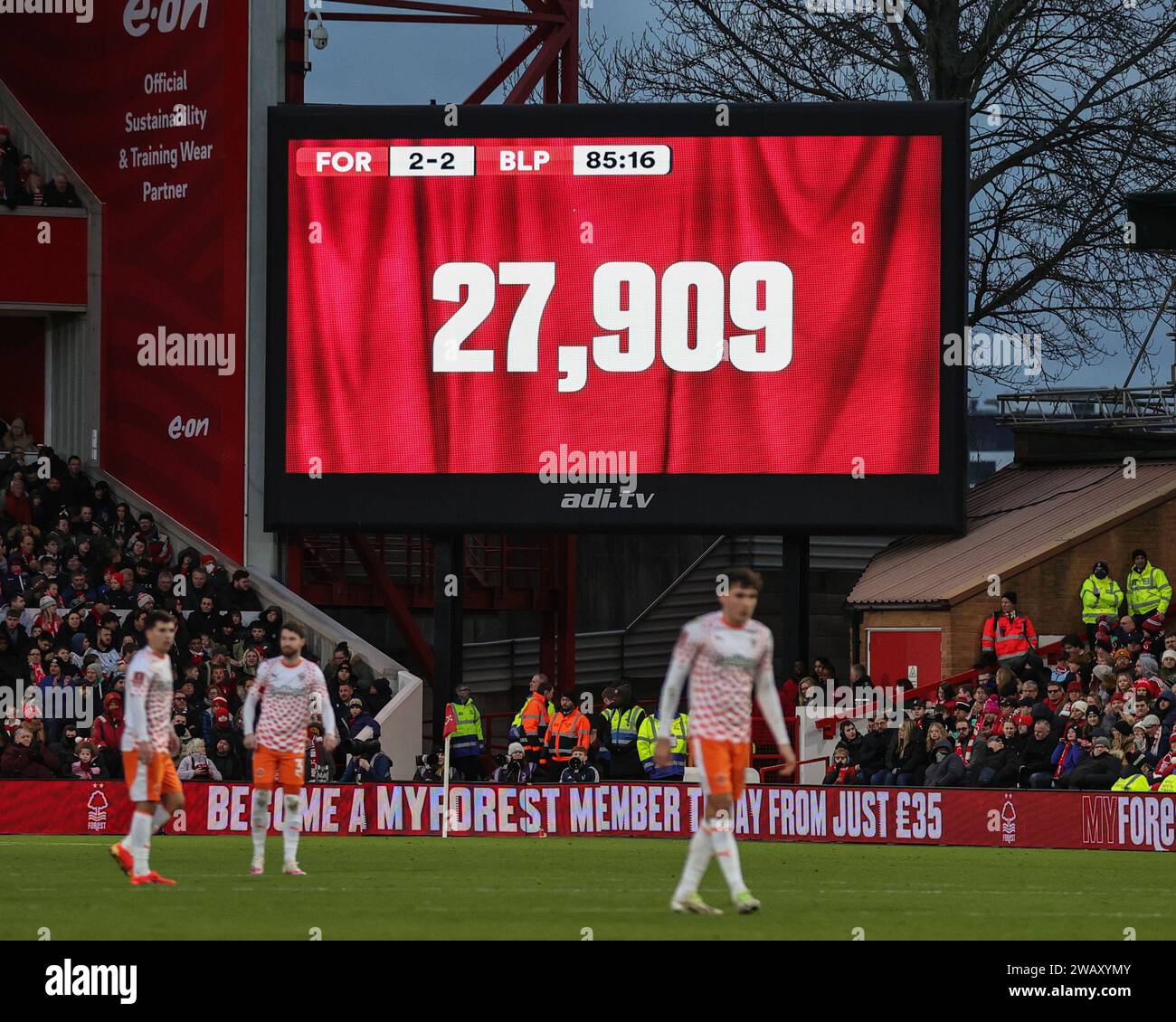 Nottingham, UK. 07th Jan, 2024. The attendance is 27,909 during the ...