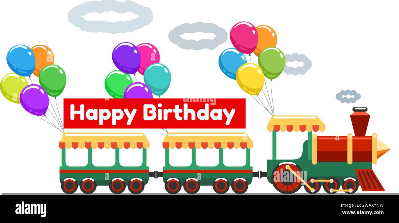 Funny toy train with birthdays text Stock Vector Image & Art - Alamy