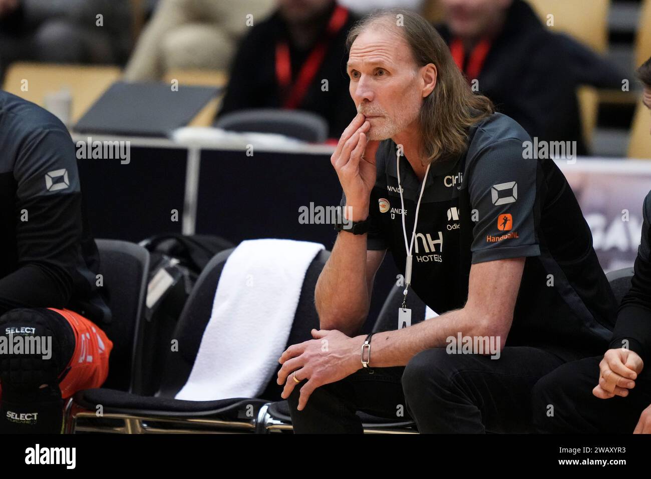 Staffan Olsson coaches the Netherlands during the men's handball match ...
