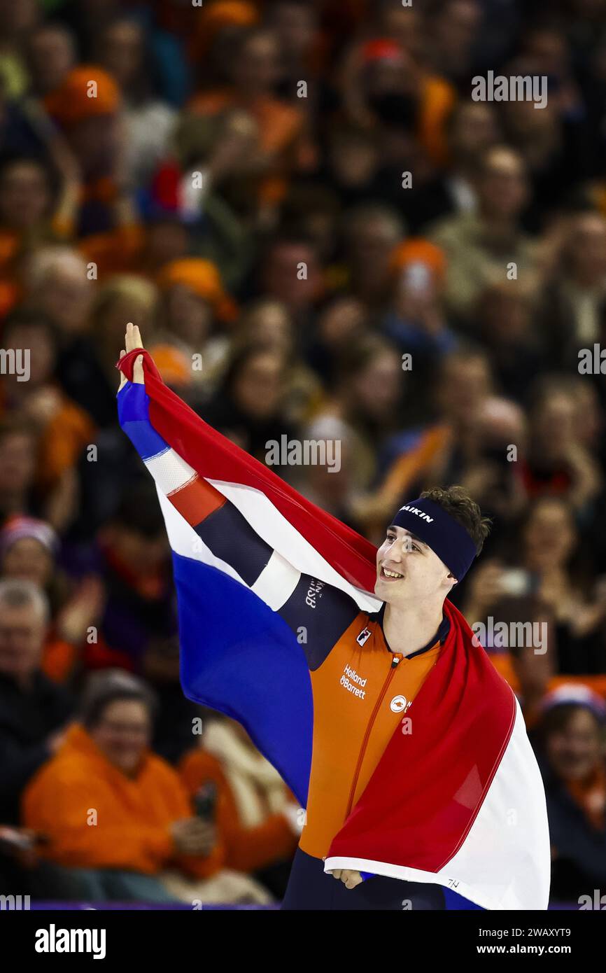 HEERENVEEN - Jenning De Boo (NED) cheers after winning the 500 meters ...
