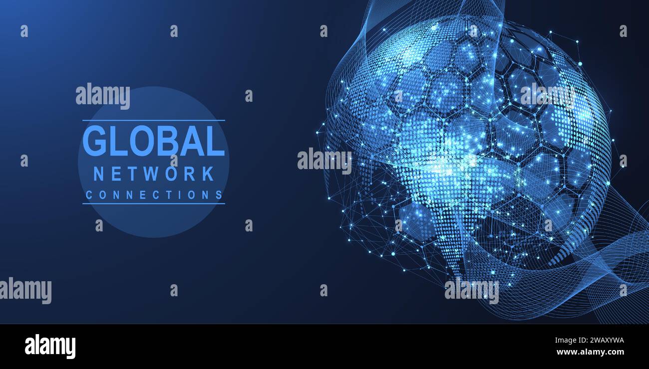 Global network connection concept. Big data visualization. Social ...