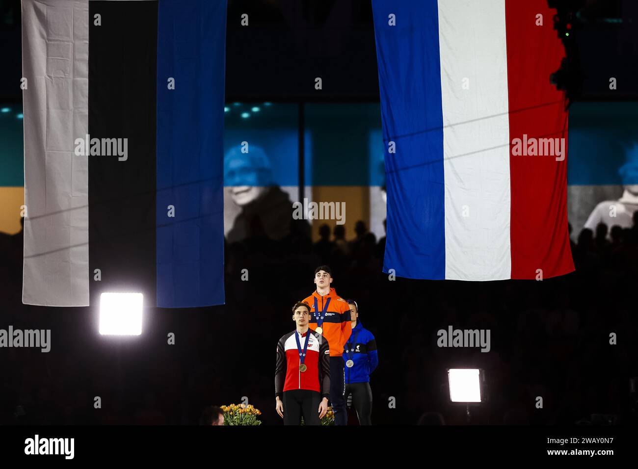 HEERENVEEN - Jenning De Boo (NED) during the podium ceremony after ...