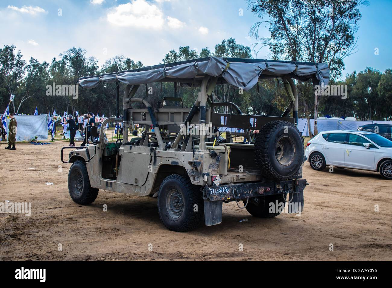 Re'im, Israel – January 5, 2024 Israeli army armored vehicle at the ...