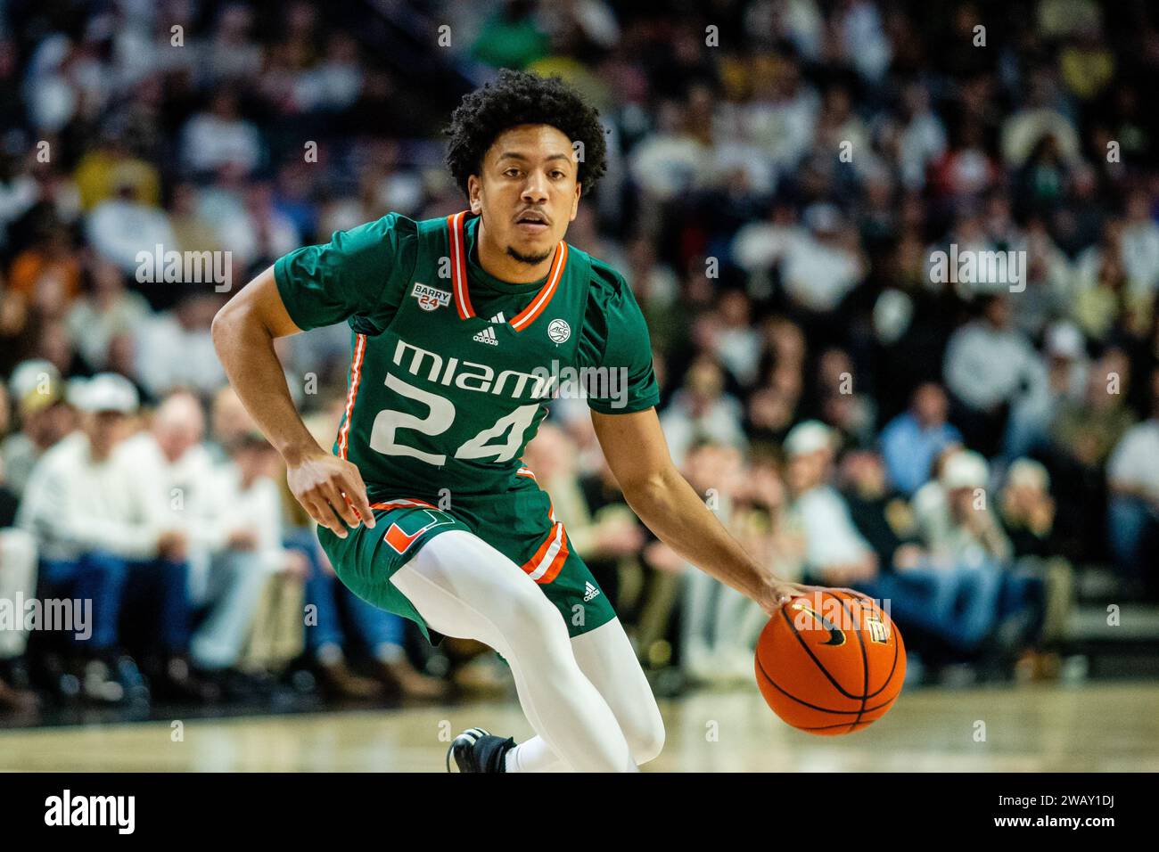Winston-Salem, NC, USA. 6th Jan, 2024. Miami (Fl) Hurricanes guard ...