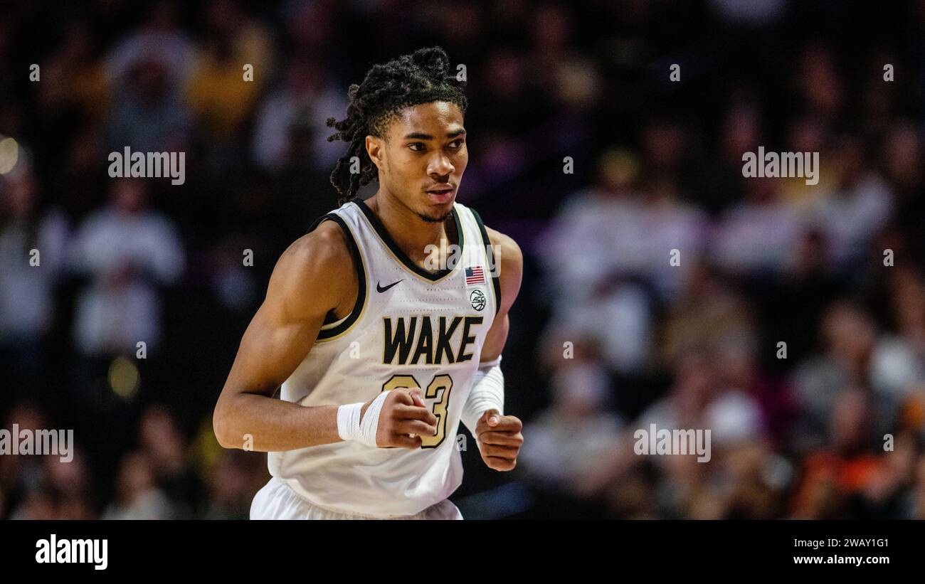 Winston-Salem, NC, USA. 6th Jan, 2024. Wake Forest guard Hunter Sallis ...