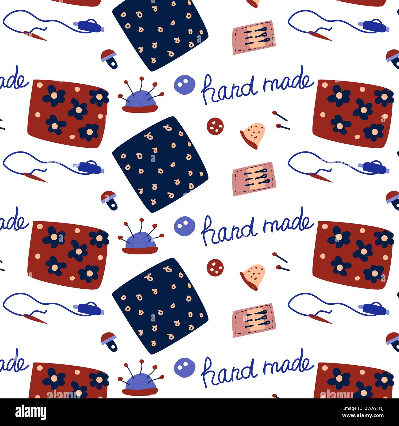 needlework Hand drawn seamless background. Vector illustration with ...