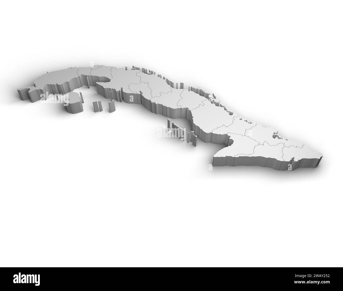 3d Cuba map illustration white background isolate Stock Photo - Alamy