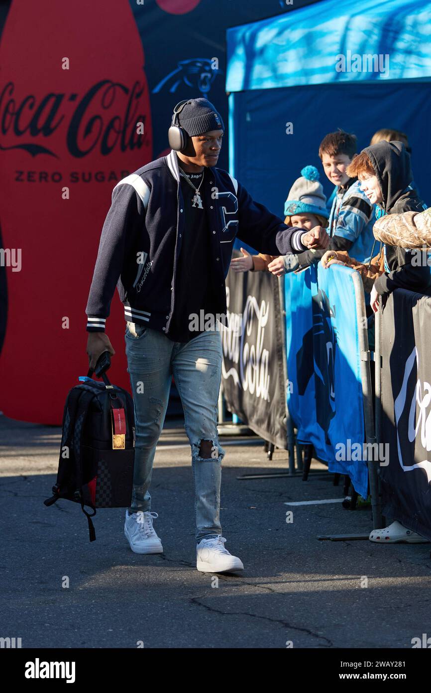 Carolina Panthers wide receiver DJ Chark Jr. (17) fists bumps with a ...