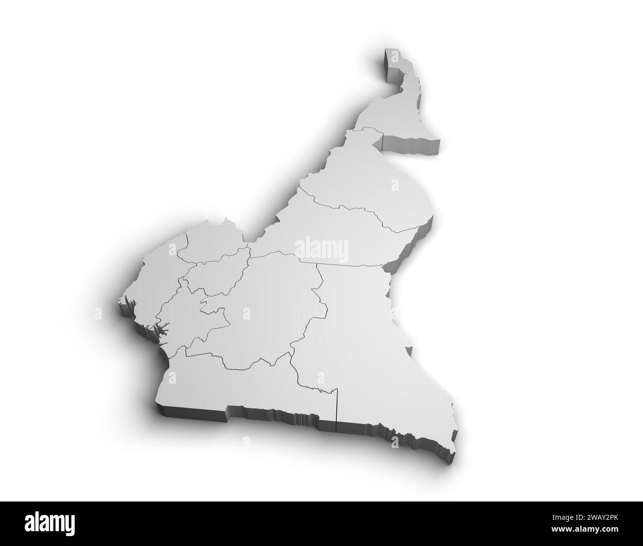 3d Cameroon map illustration white background isolate Stock Photo - Alamy