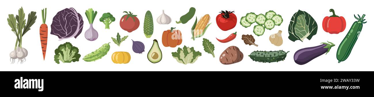 Set of different vegetables vector icons isolated Stock Vector Image ...
