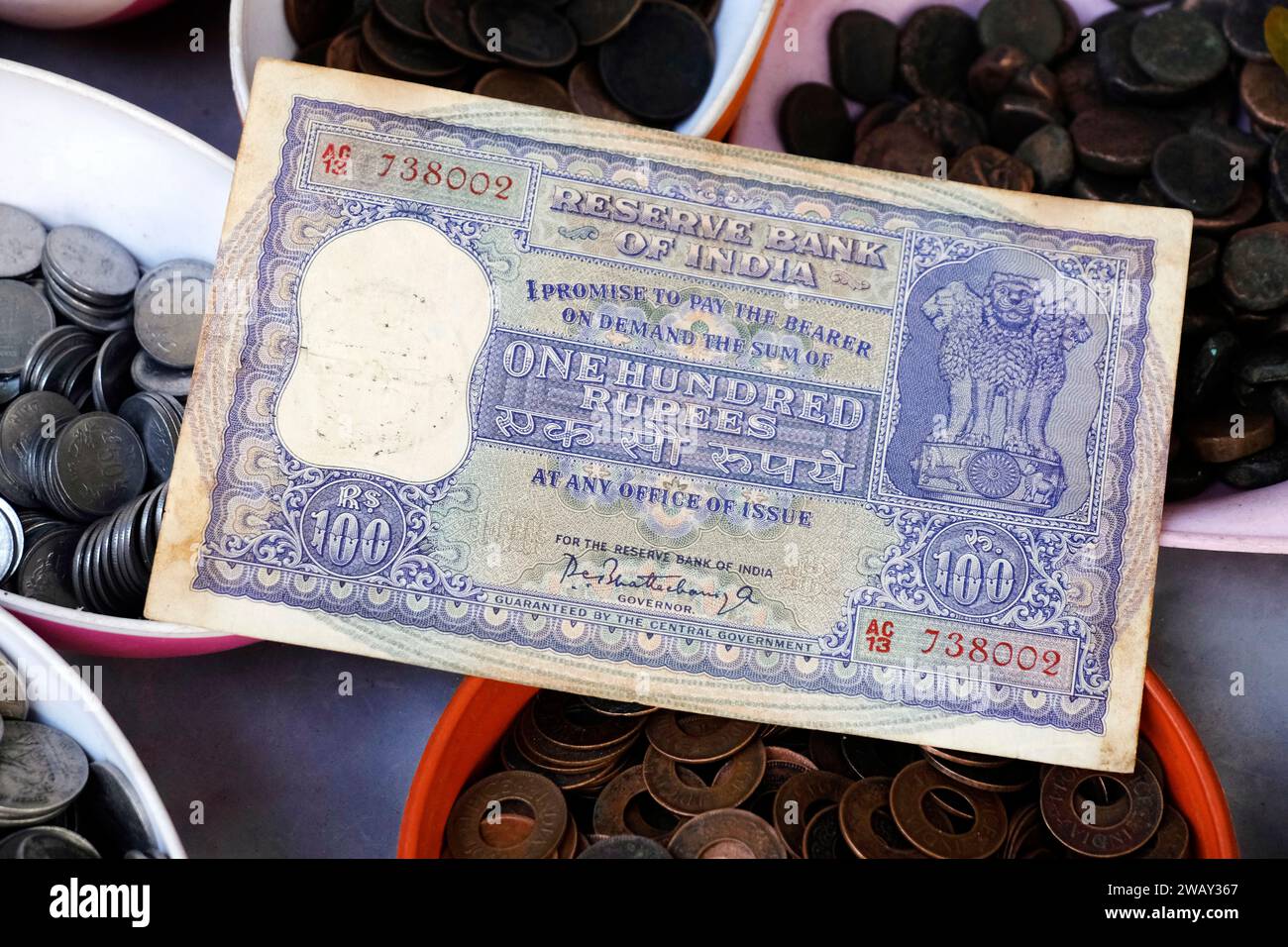 Rare Vintage Indian Currency, A background of old vintage Indian ...