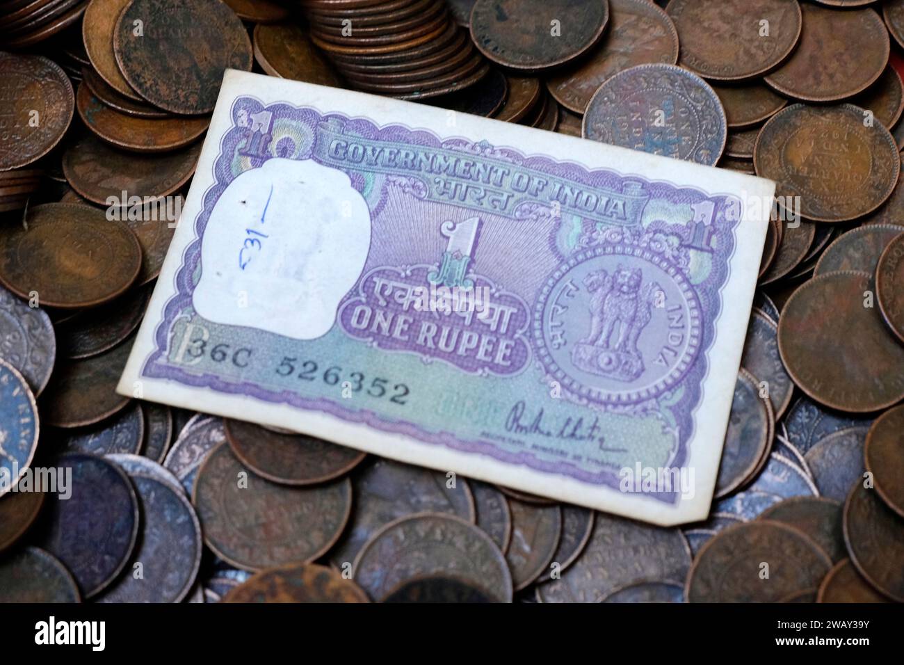 Rare Vintage Indian Currency, A background of old vintage Indian ...