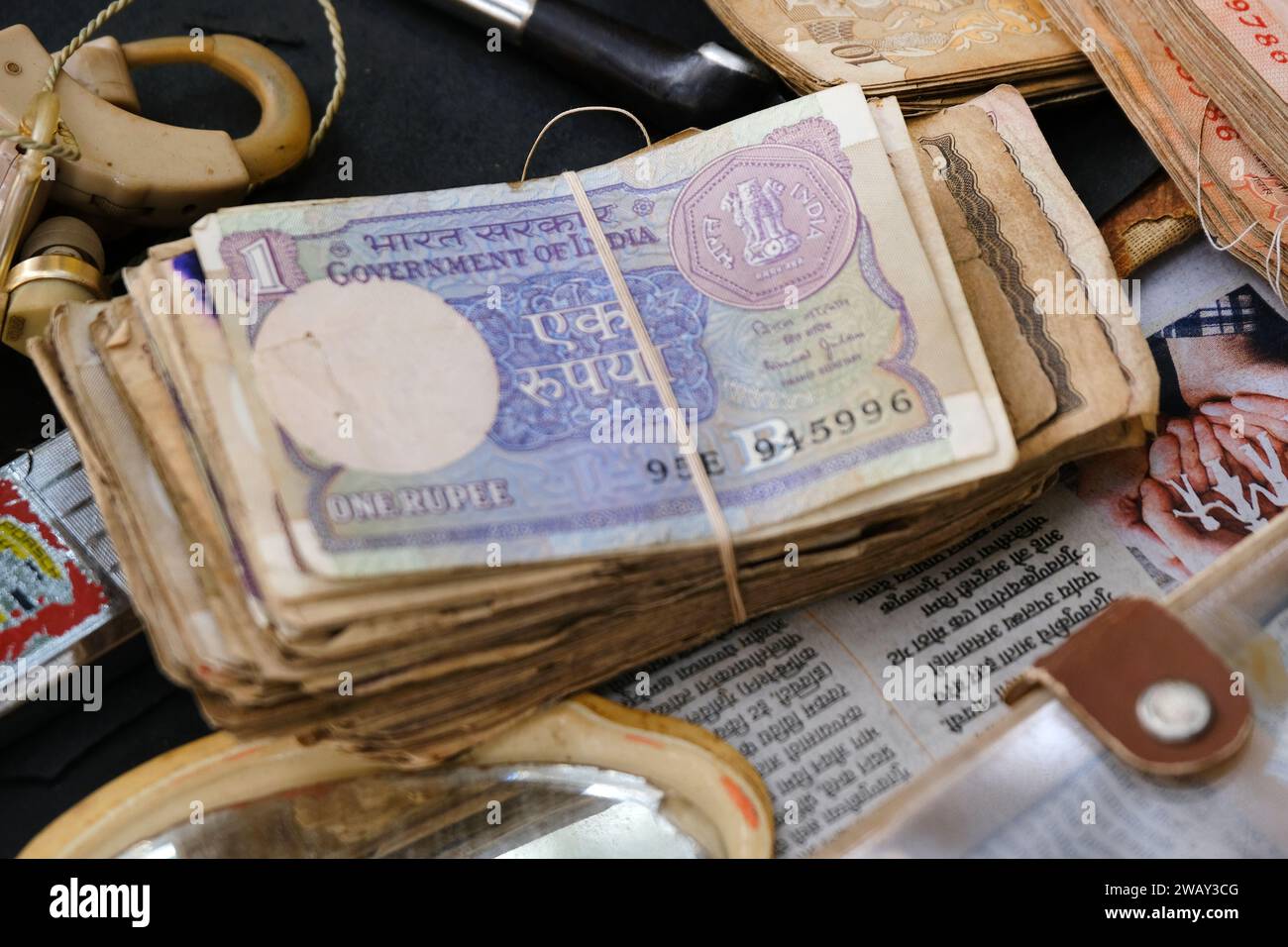 Rare Vintage Indian Currency, A background of old vintage Indian ...