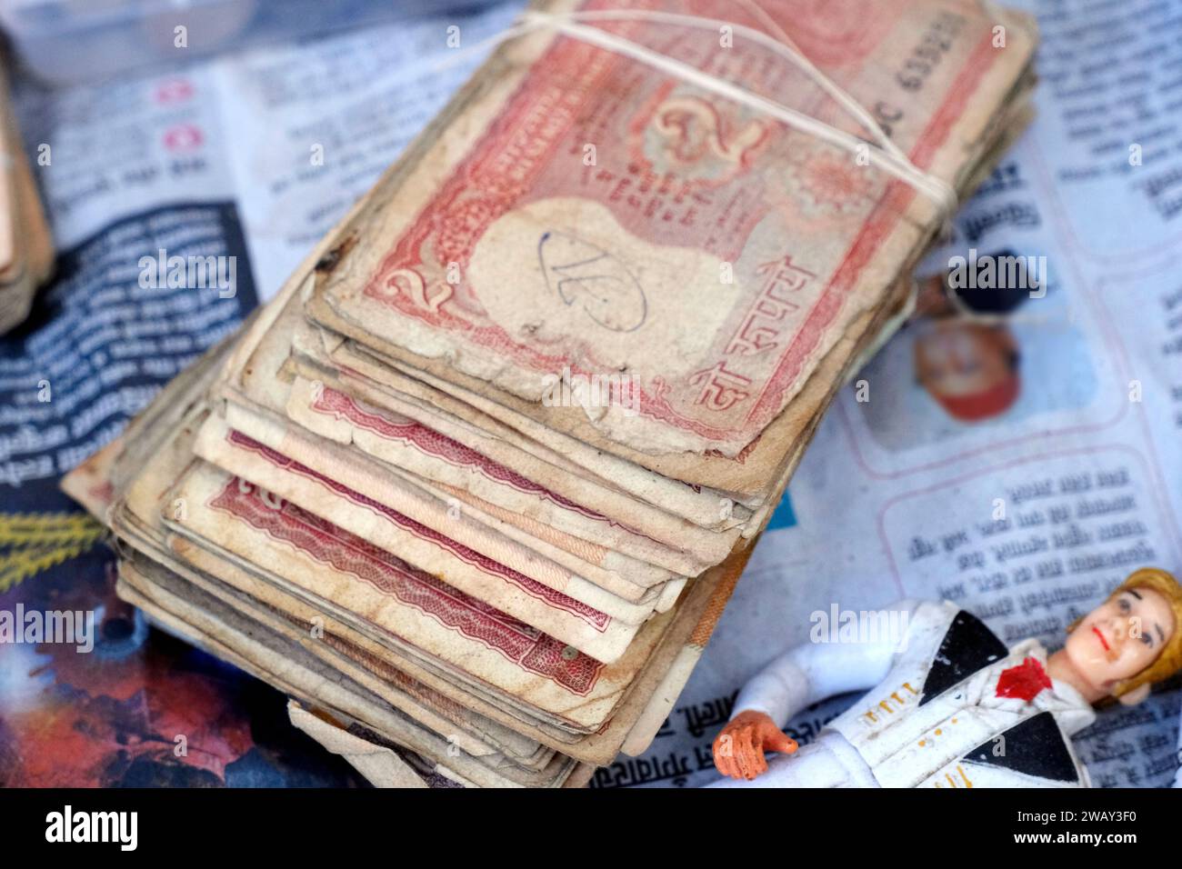 Rare Vintage Indian Currency, A background of old vintage Indian ...