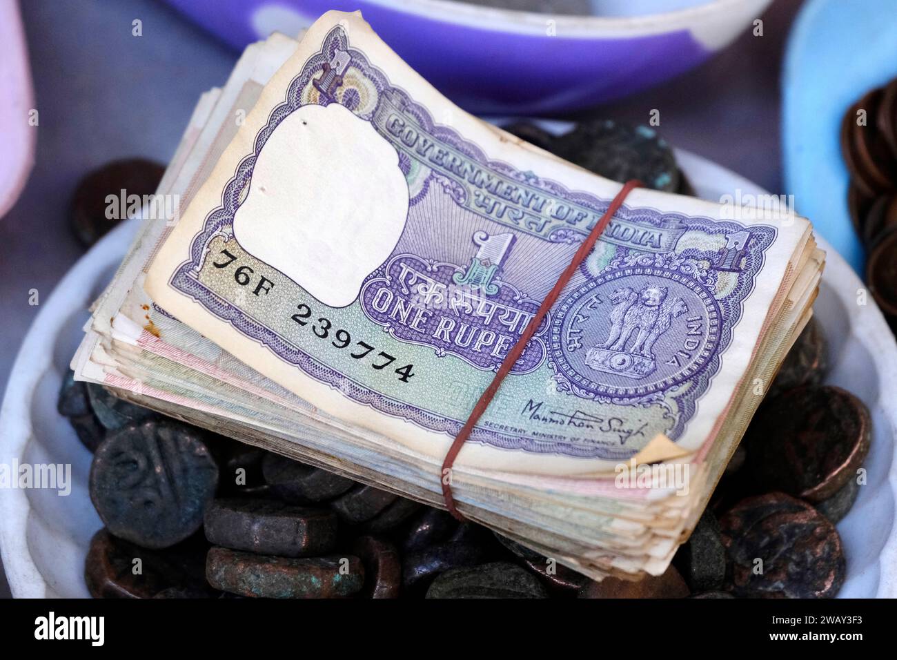 Rare Vintage Indian Currency, A background of old vintage Indian ...