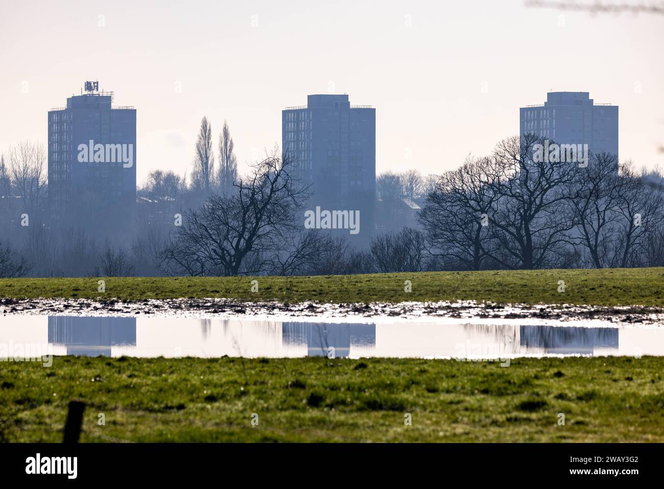 Three towers, Brinnington Reddish Vale, Stockport Stock Photo - Alamy