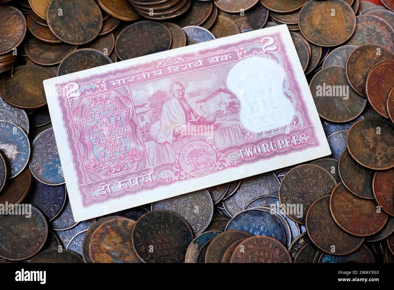 Rare Vintage Indian Currency, A background of old vintage Indian ...