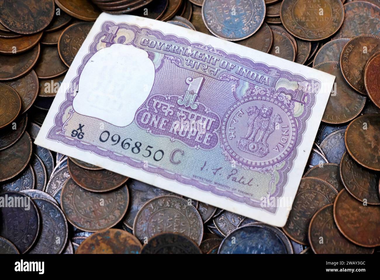 Rare Vintage Indian Currency, A background of old vintage Indian ...