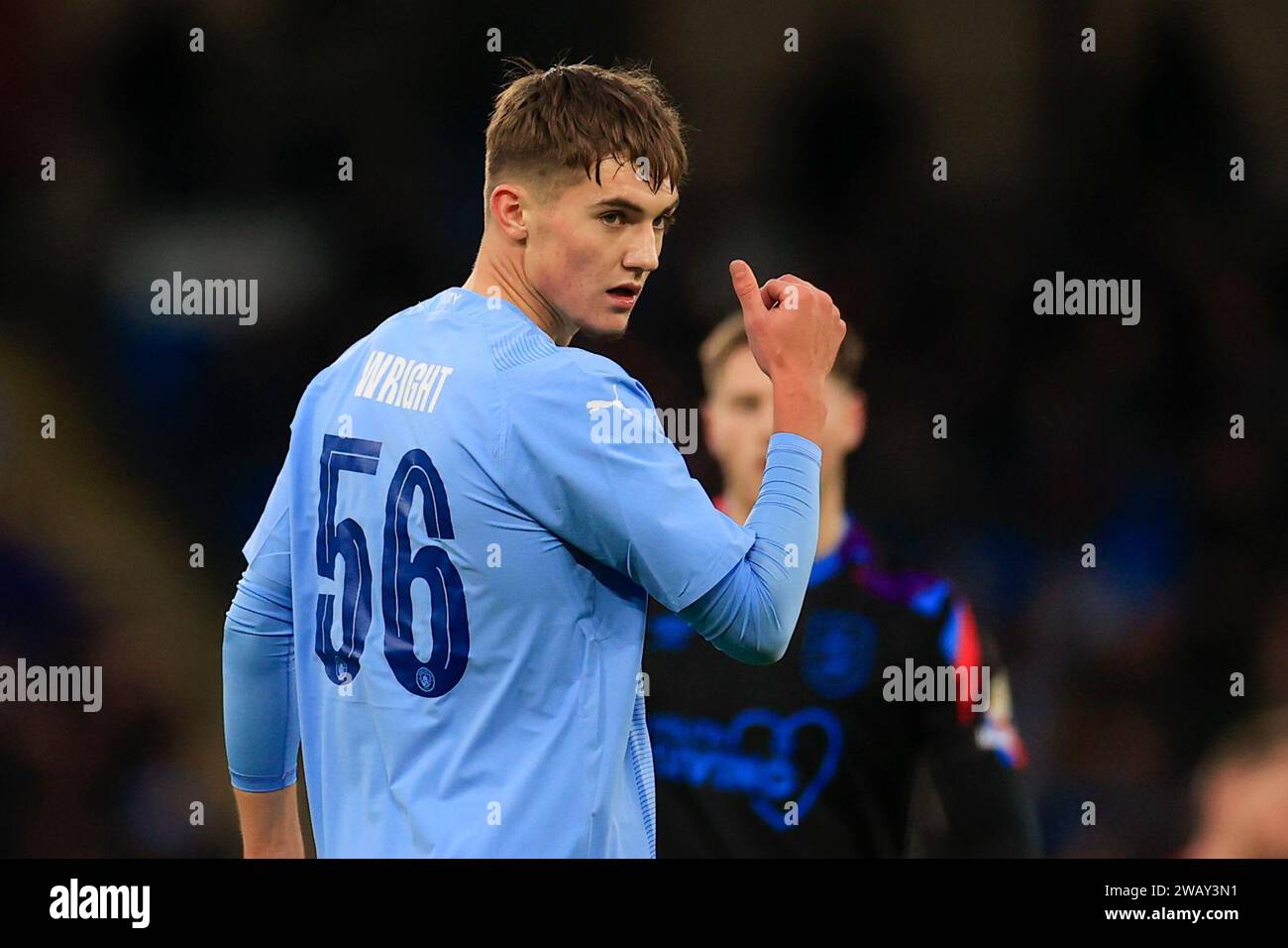 Manchester, UK. 07th Jan, 2024. Jacob Wright of Manchester City makes ...