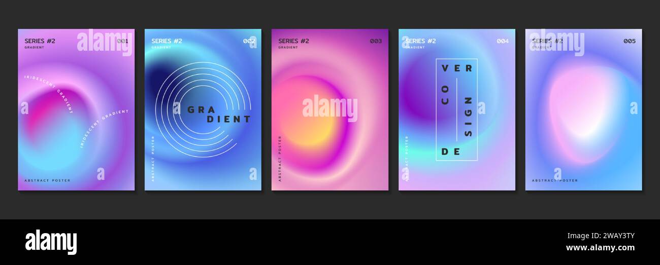 Vector set of fluid gradient backgrounds with radial blur effect ...