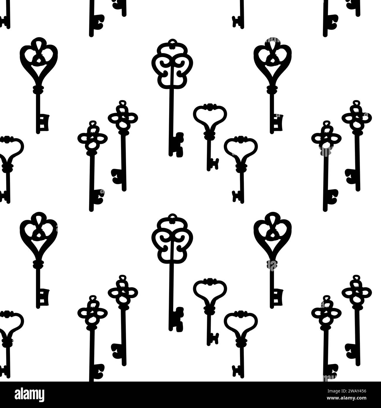 vintage keys background in silhouettes. Vector illustration on white ...