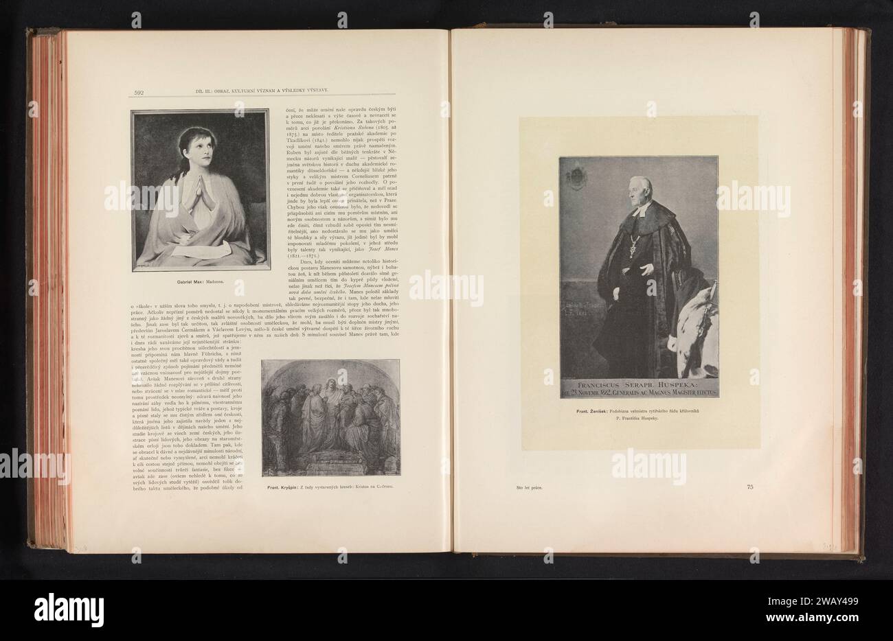 Two photo productions of a painting and a drawing, representing Maria ...