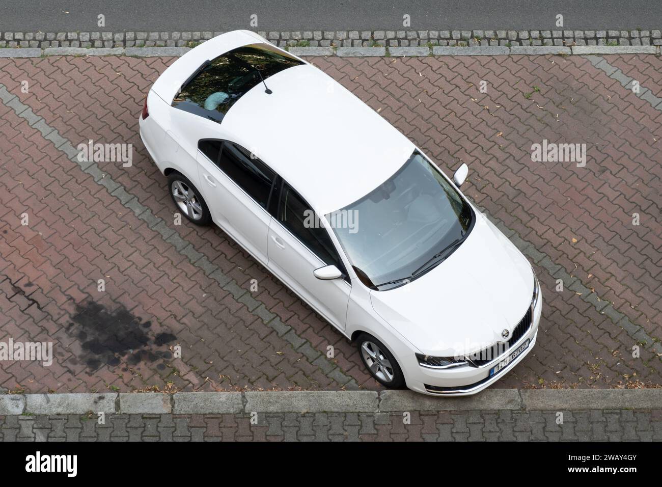 OSTRAVA, CZECH REPUBLIC - AUGUST 17, 2023: Top view of Czech Skoda ...