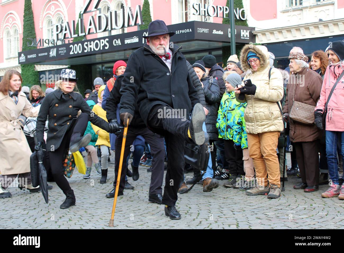 The mock event called "Silly Walk through Prague" on the occasion of ...