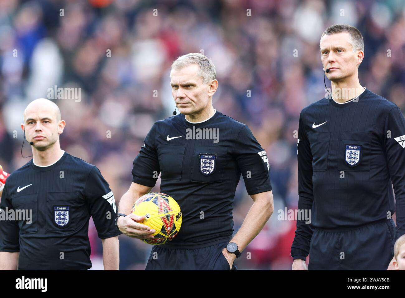 London Stadium, Stratford on Sunday 7th January 2024.Match referee ...