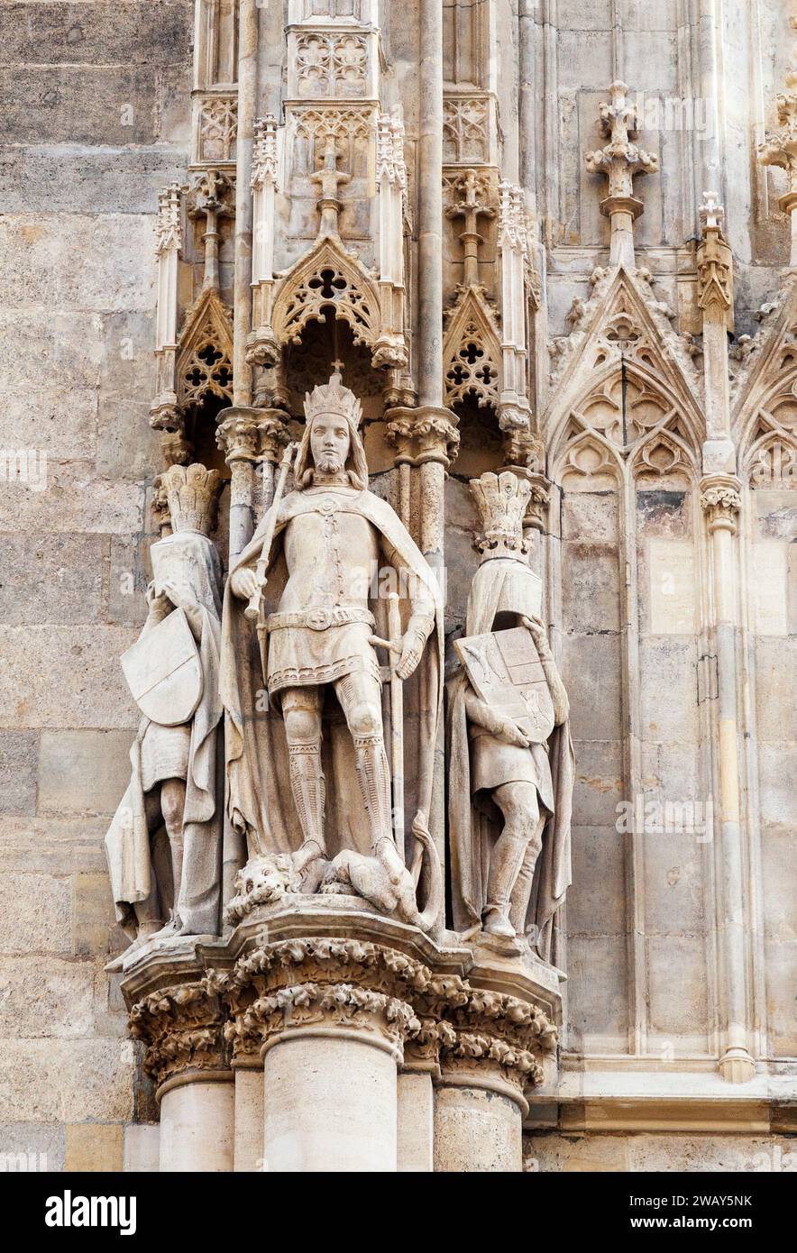 Statues on the facade of the St. Stephen's cathedral, Vienna Stock ...