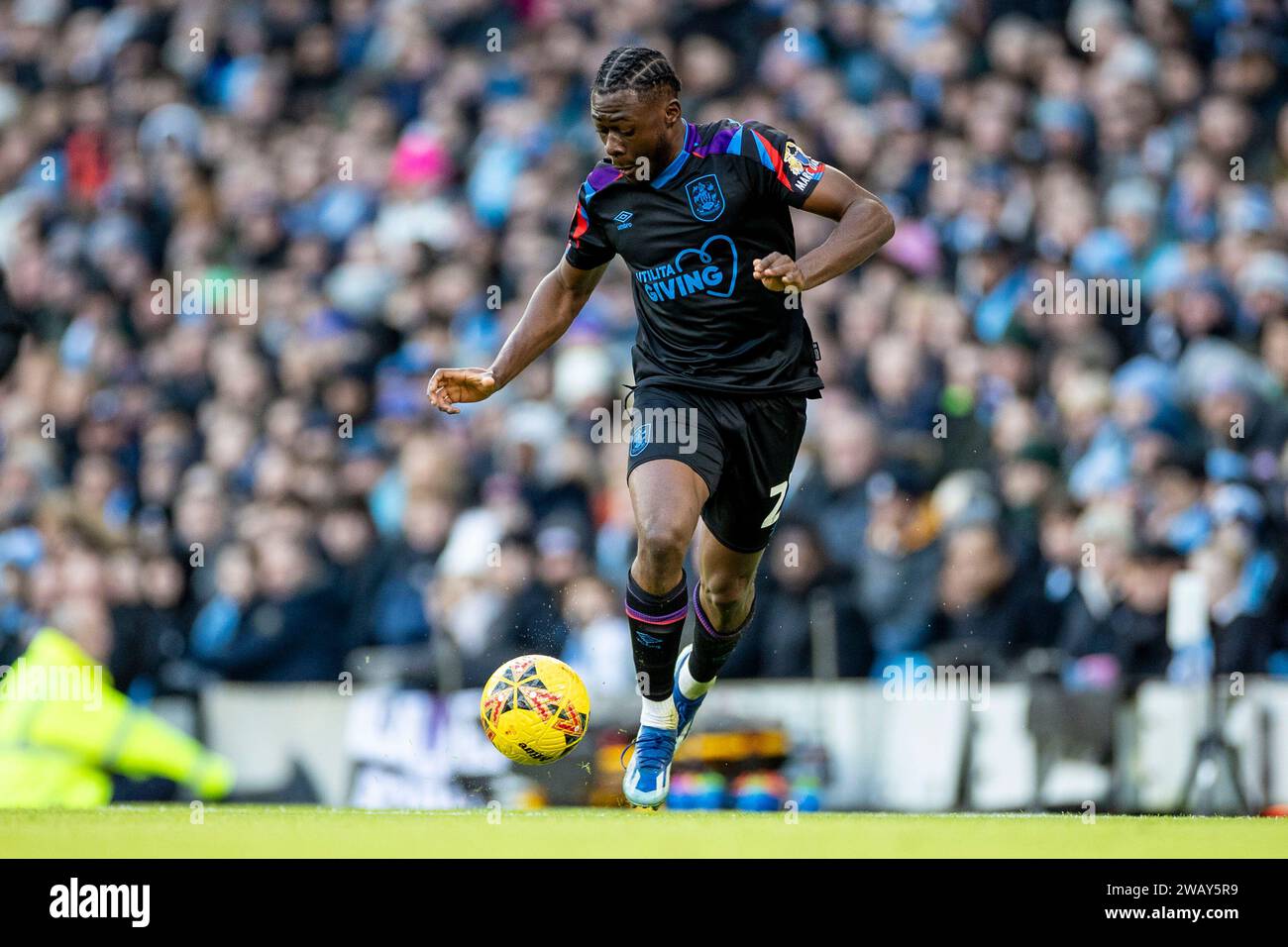 Manchester on Sunday 7th January 2024. Alex Matos #21 of Huddersfield ...