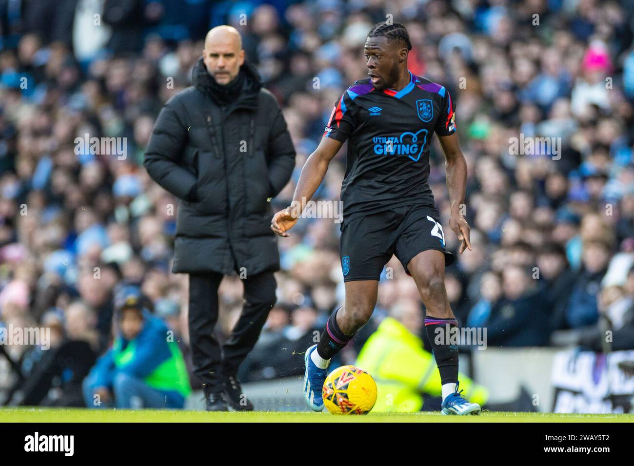 Manchester on Sunday 7th January 2024. Alex Matos #21 of Huddersfield ...