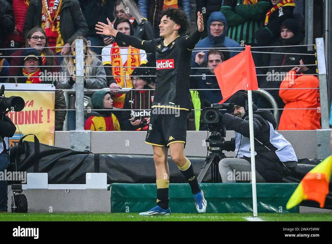 Maghnes AKLIOUCHE of Monaco celebrates his goal during the French Cup ...