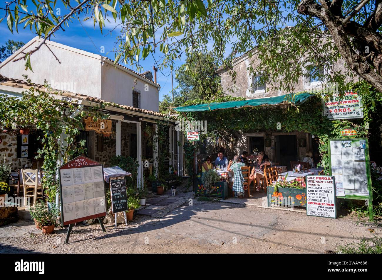 Tavern in Peritheia, Thinali, Corfu, Greece. October 2022 Stock Photo ...