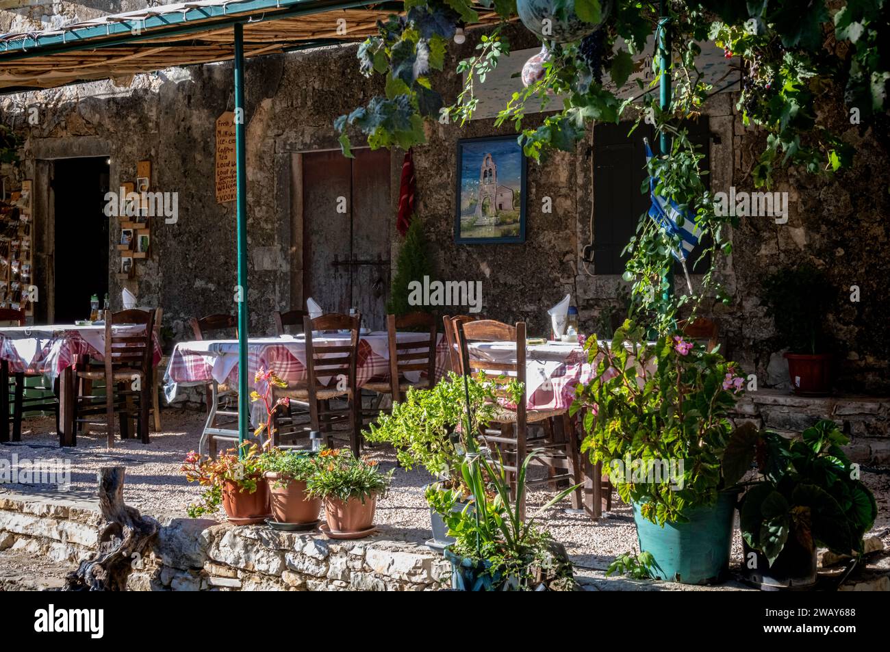 Tavern in Peritheia, Thinali, Corfu, Greece. October 2022 Stock Photo ...
