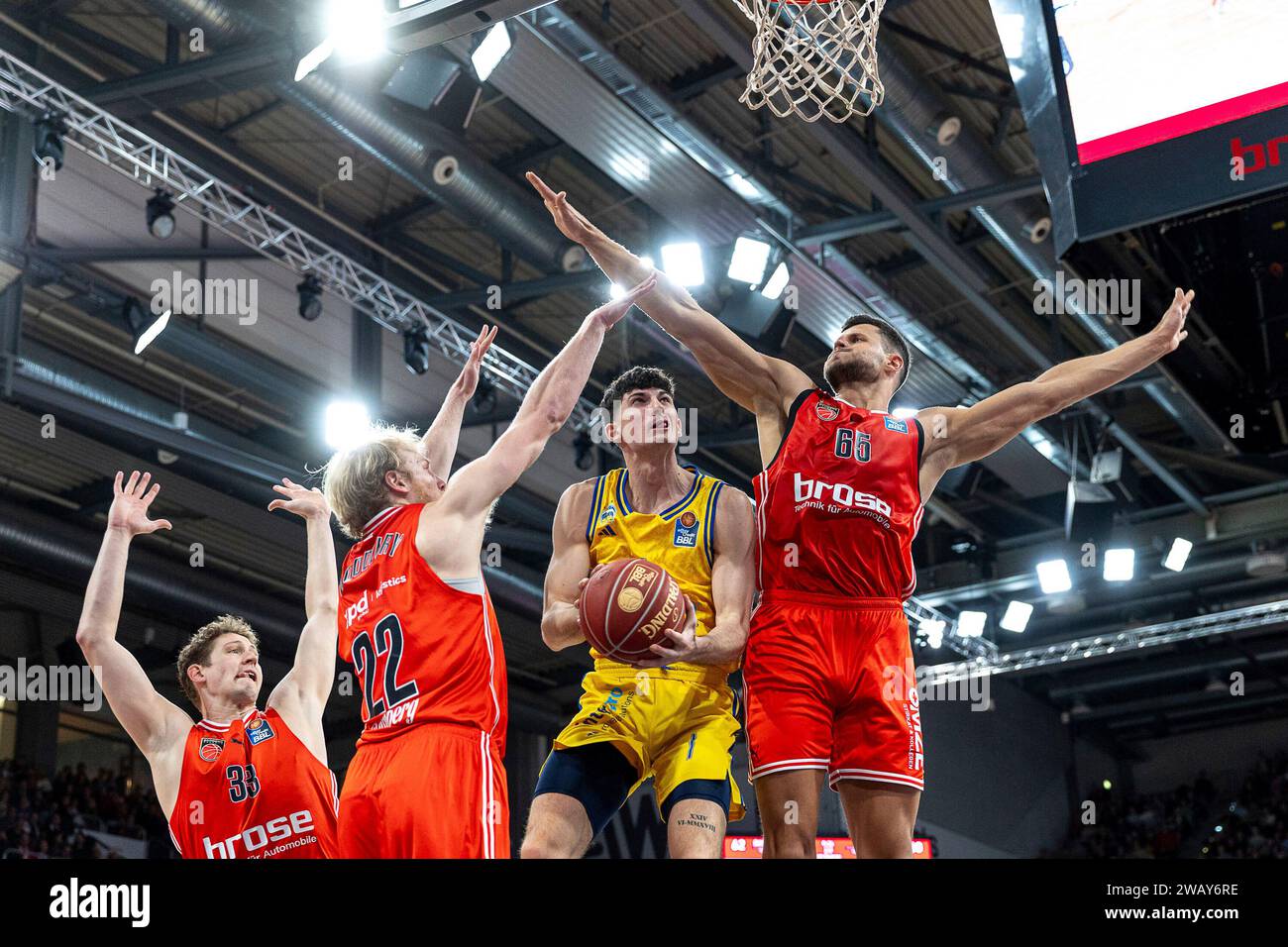 Bamberg, Deutschland. 07th Jan, 2024. Patrick Heckmann (Bamberg Baskets ...