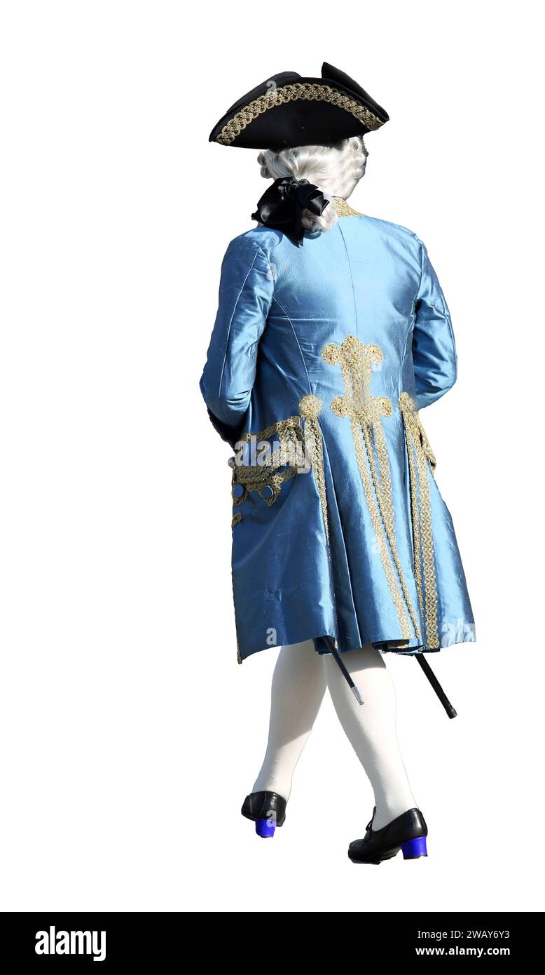 mask of noble man during carnival on white background in Venice Italy ...