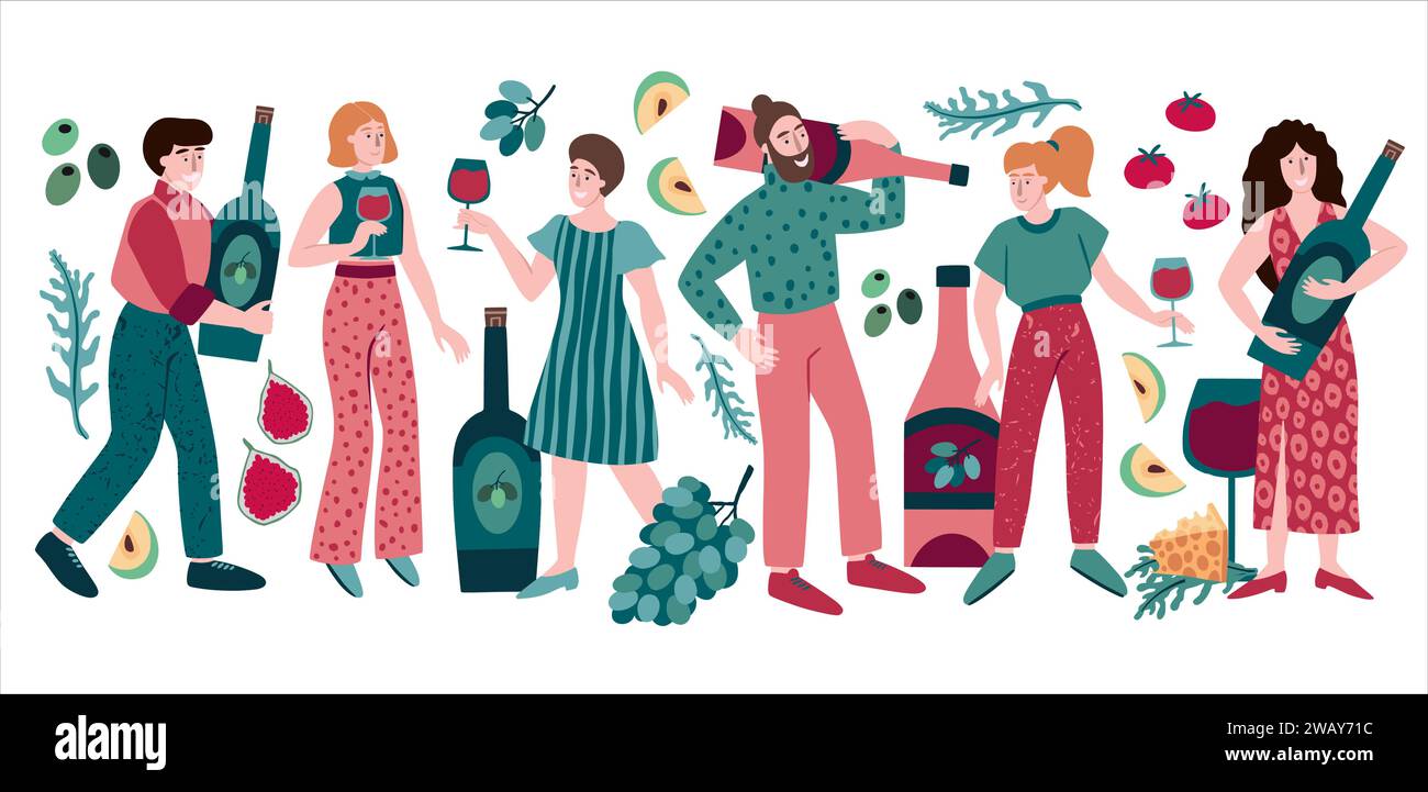 Wine festival. Beaujolais nouveau event. French party poster. Autumn ...