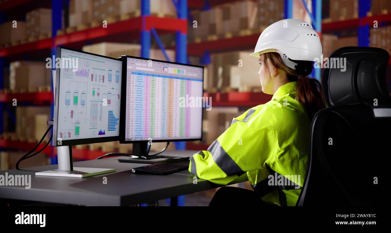 Warehouse Inventory Management On Office Computer. Supplier And ...