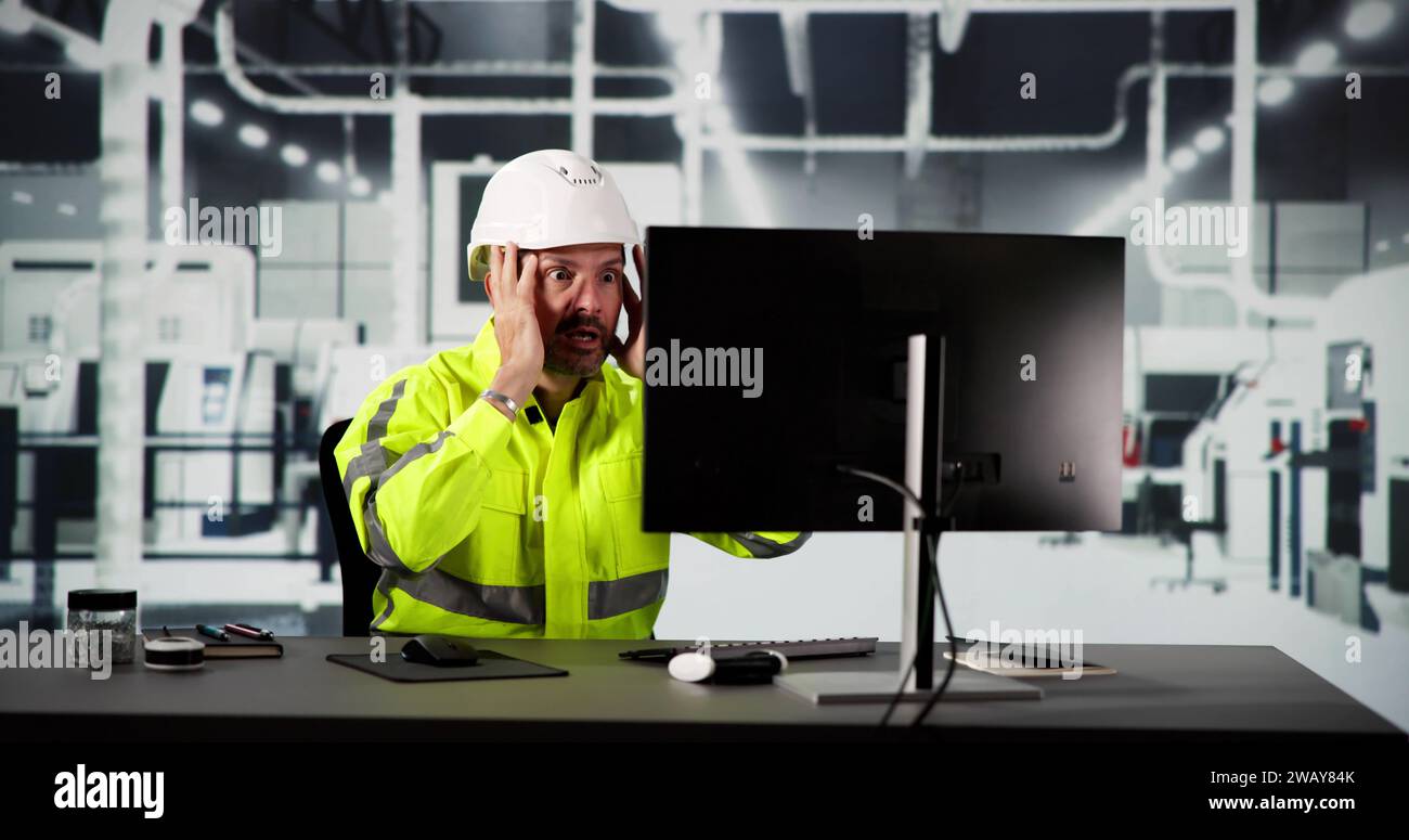 Engineer With Head Ache In Automated Semiconductor Assembly Line Stock ...