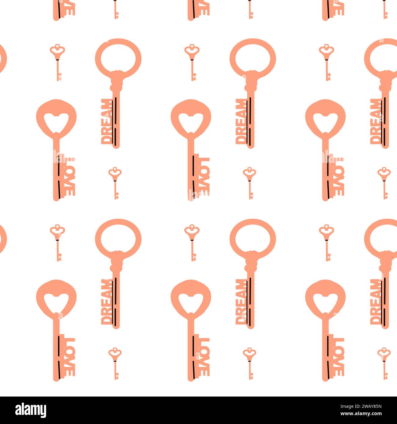pink keys love seamless background. Vector illustration can used for love day decoration ...