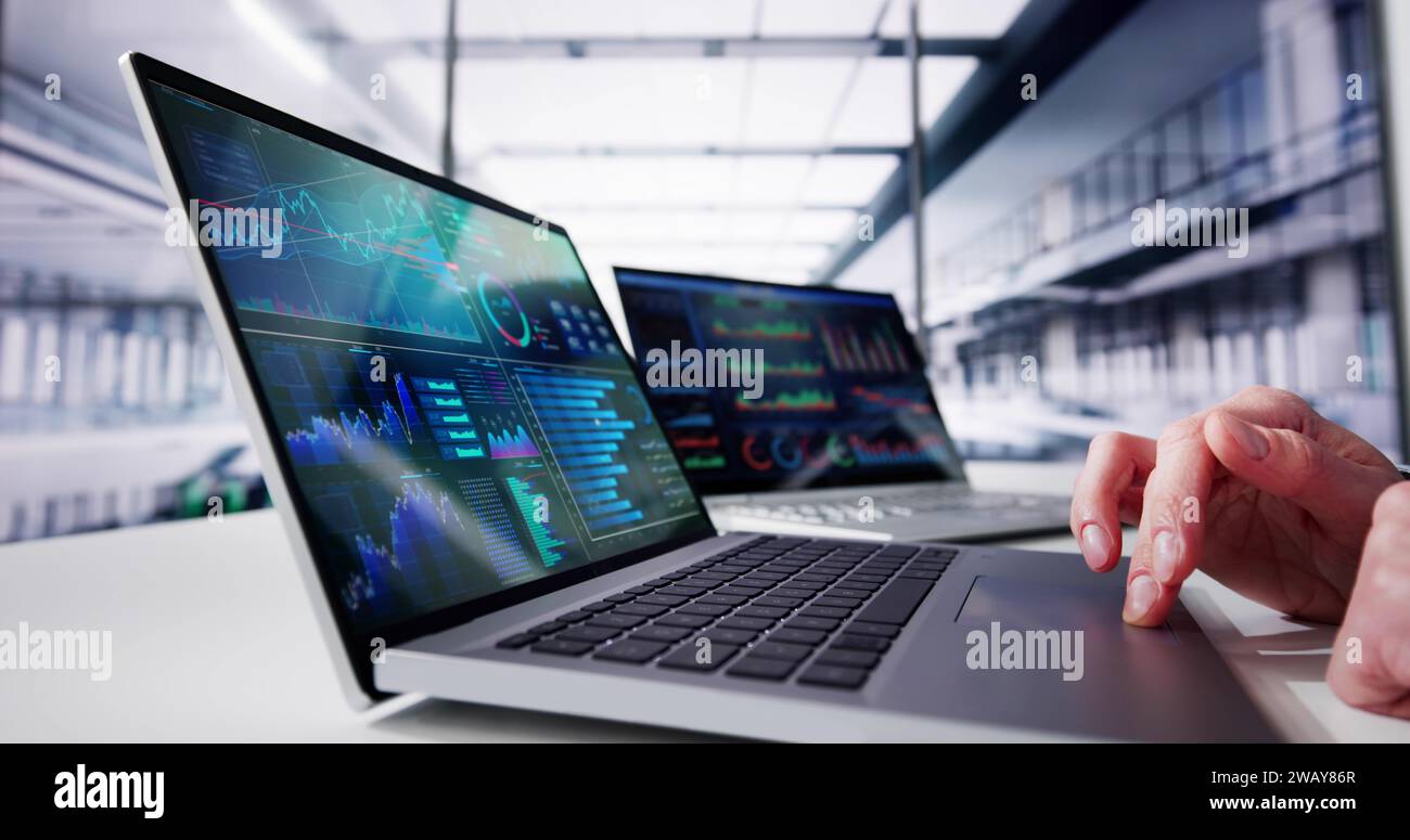 KPI Business Data Dashboard Analytics On Laptop Computer Stock Photo ...