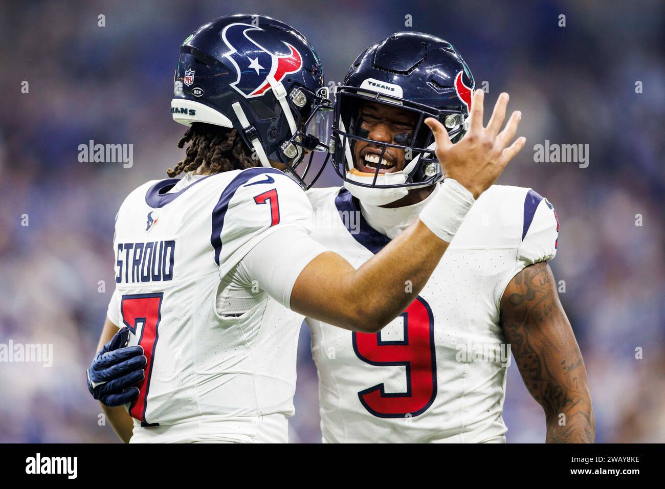 January 06, 2024: Houston Texans quarterback C.J. Stroud (7) and Houston Texans tight end Brevin ...