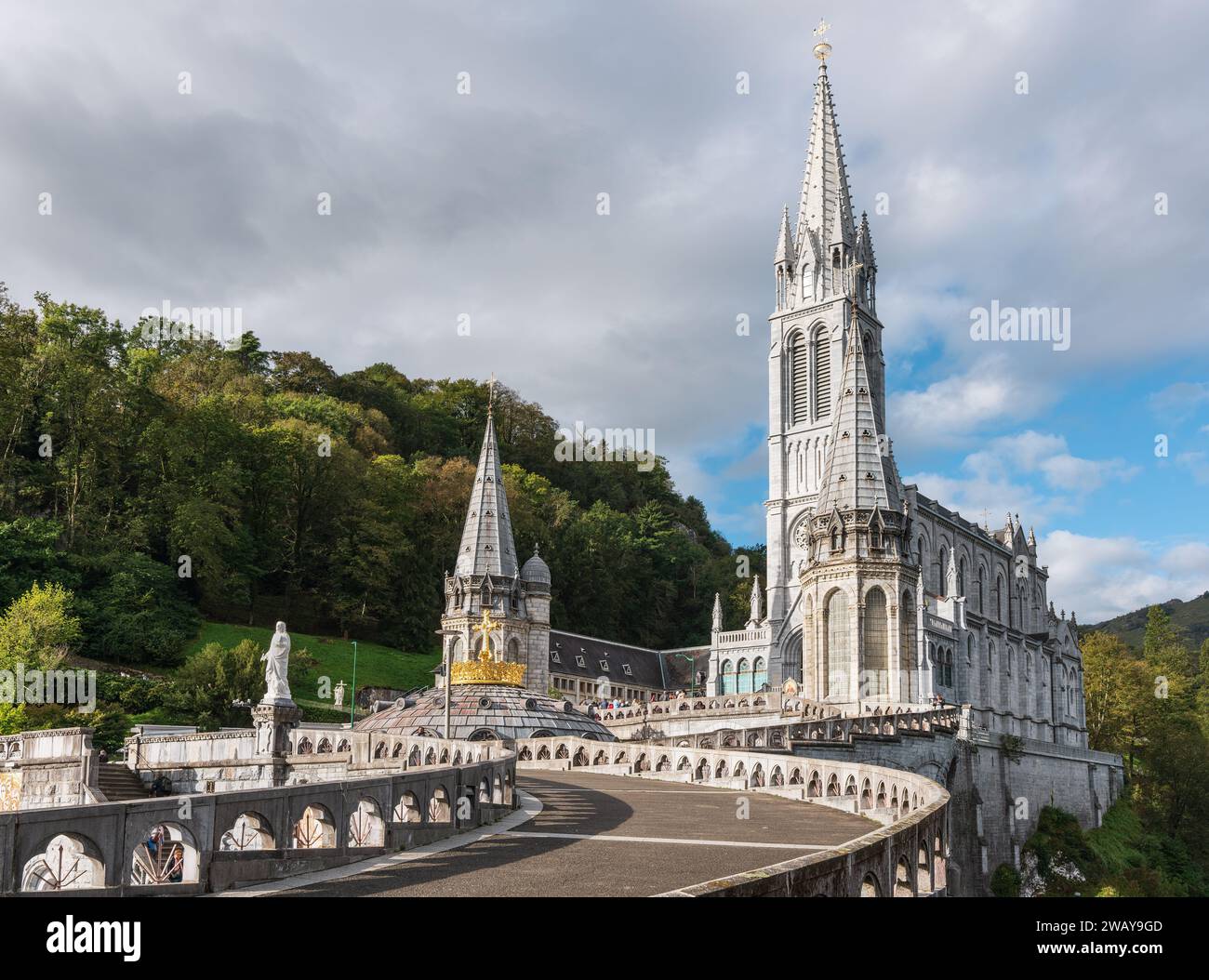 Sanctuary of Our Lady of Lourdes, the Rosary Basilica. Catholic Marian shrine and pilgrimage ...