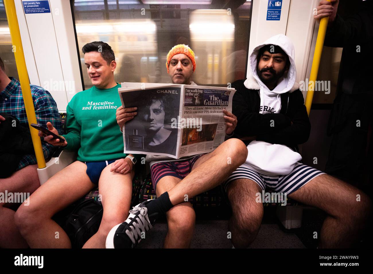 People riding a Circle Line tube as they take part in the annual No ...