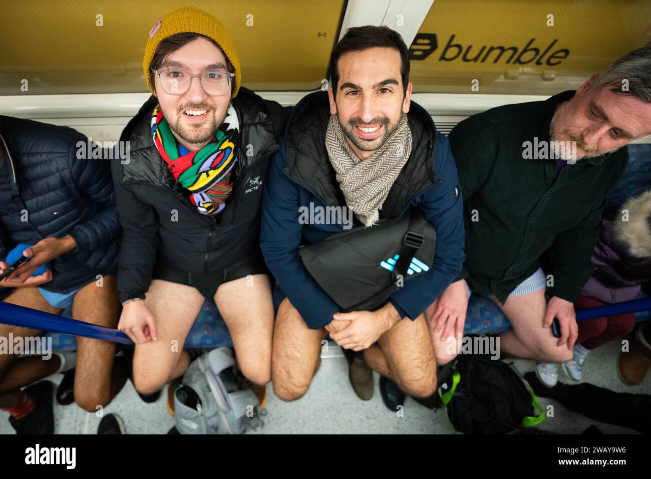 People riding a Northern Line tube as they take part in the annual No ...